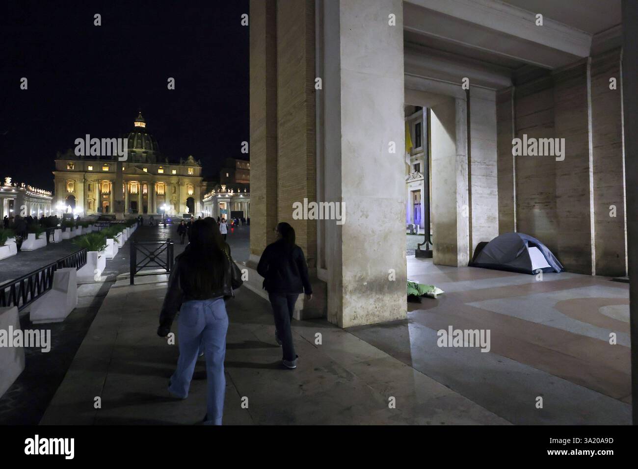 Vatican City, Italy. 08th Mar, 2025. Tents of homeless people camped ...