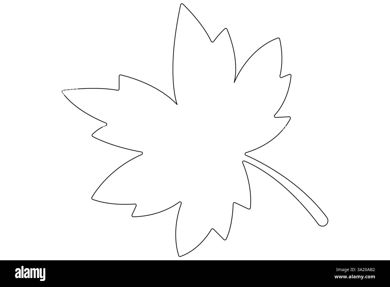 Continuous one line art drawing maple leaf botanical decorative symbol ...