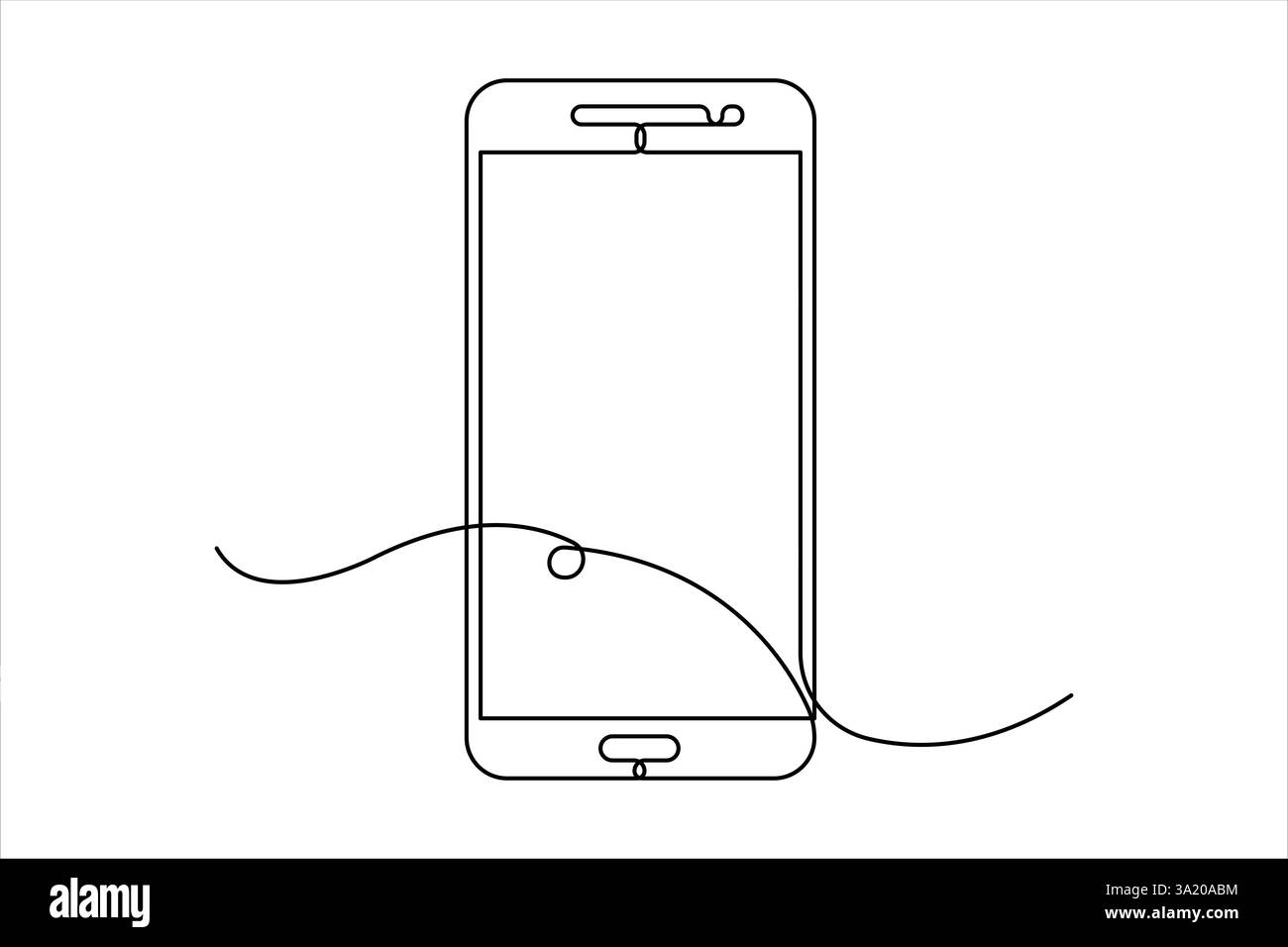 Continuous one line art drawing of smartphone. Mobile phone touch ...