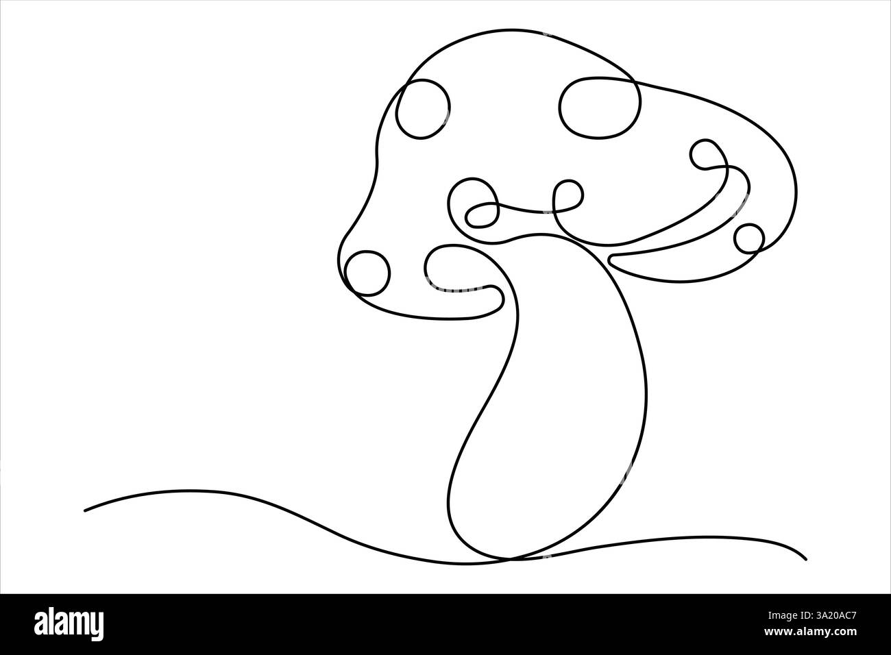 Mushroom continuous one single line drawing of Nature mushroom vector ...