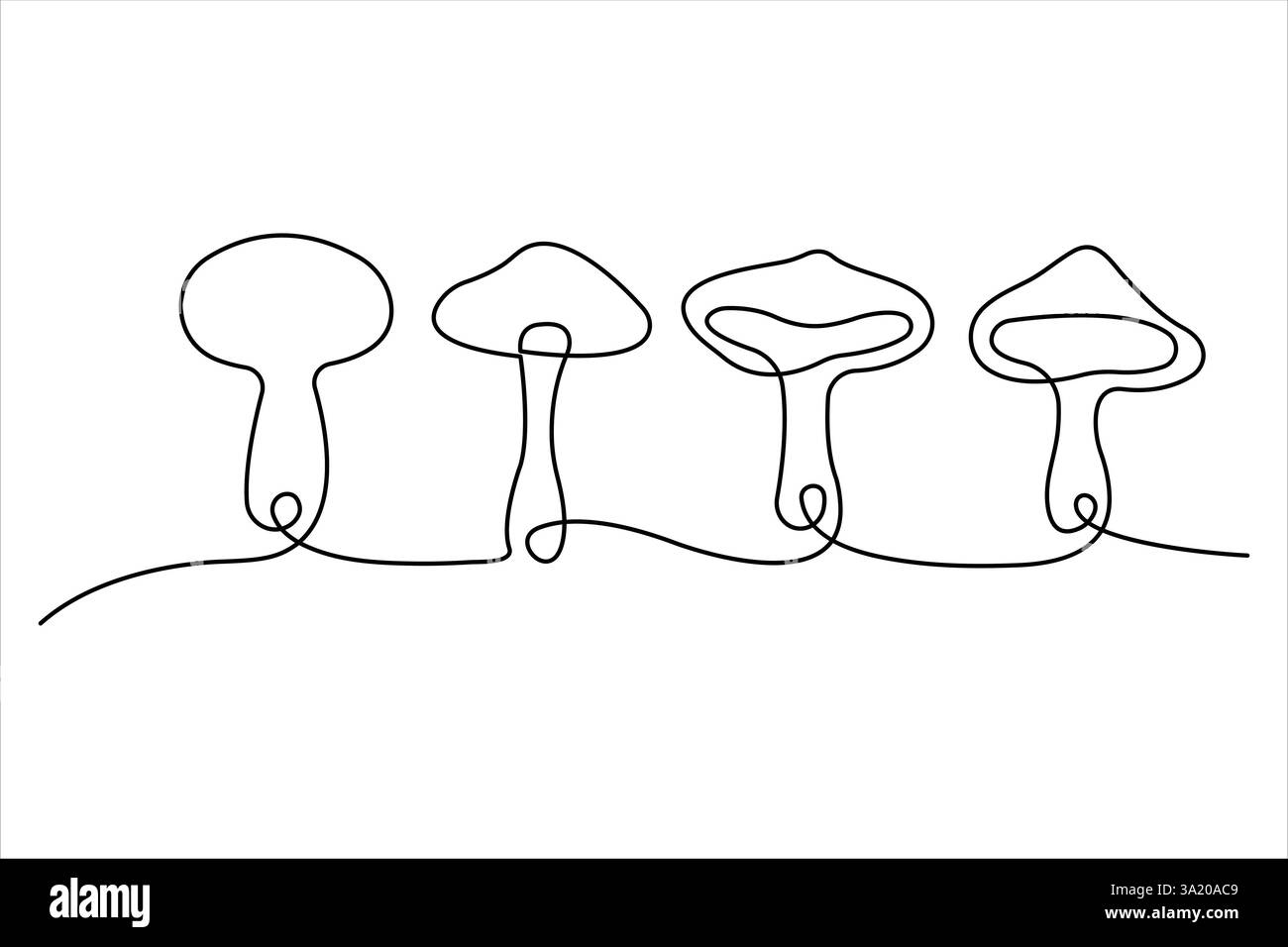 Mushroom continuous one single line drawing of Nature mushroom vector ...