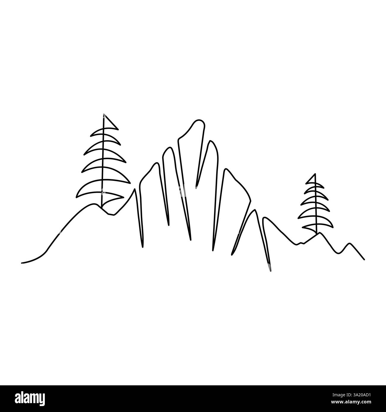 Mountain icon continuous one line art drawing and outline vector ...
