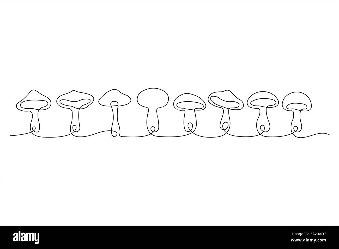 Mushroom continuous one single line drawing of Nature mushroom vector ...