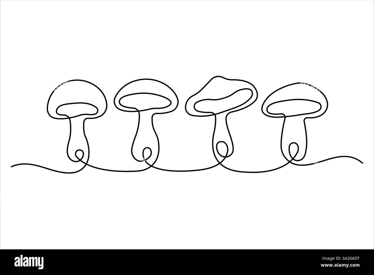 Mushroom continuous one single line drawing of Nature mushroom vector ...