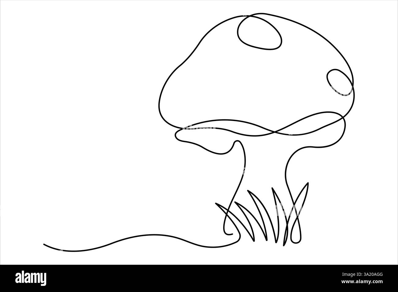 Mushroom continuous one single line drawing of Nature mushroom vector ...