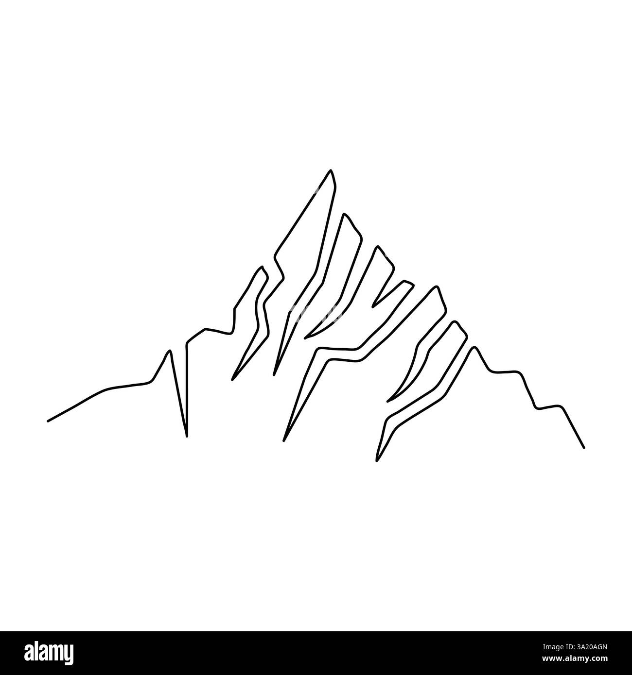 Mountain icon continuous one line art drawing and outline vector ...