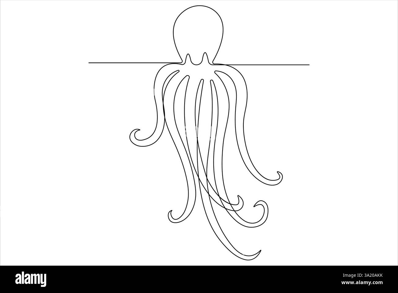 Octopus drawn by continuous one line sketch sea animal outline vector ...