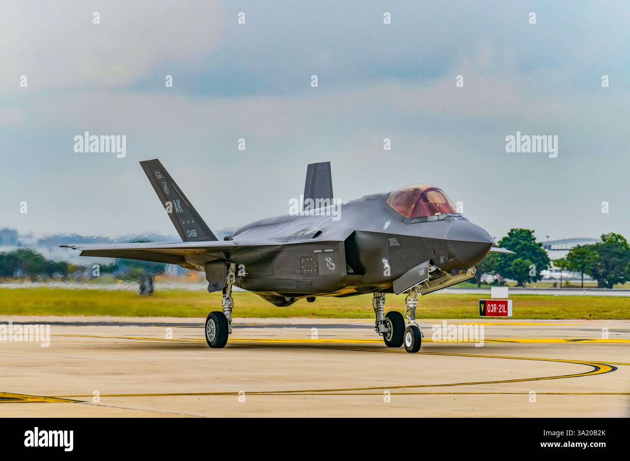 Fighter jet front view on the runway at Royal Thai Air Force 88th ...