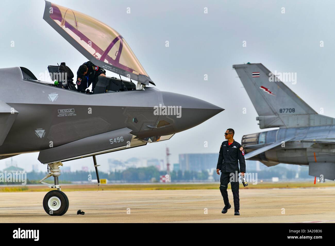 Don Muang Airbase, Bangkok, Thailand, March 8, 2025 : Fighter jet front ...