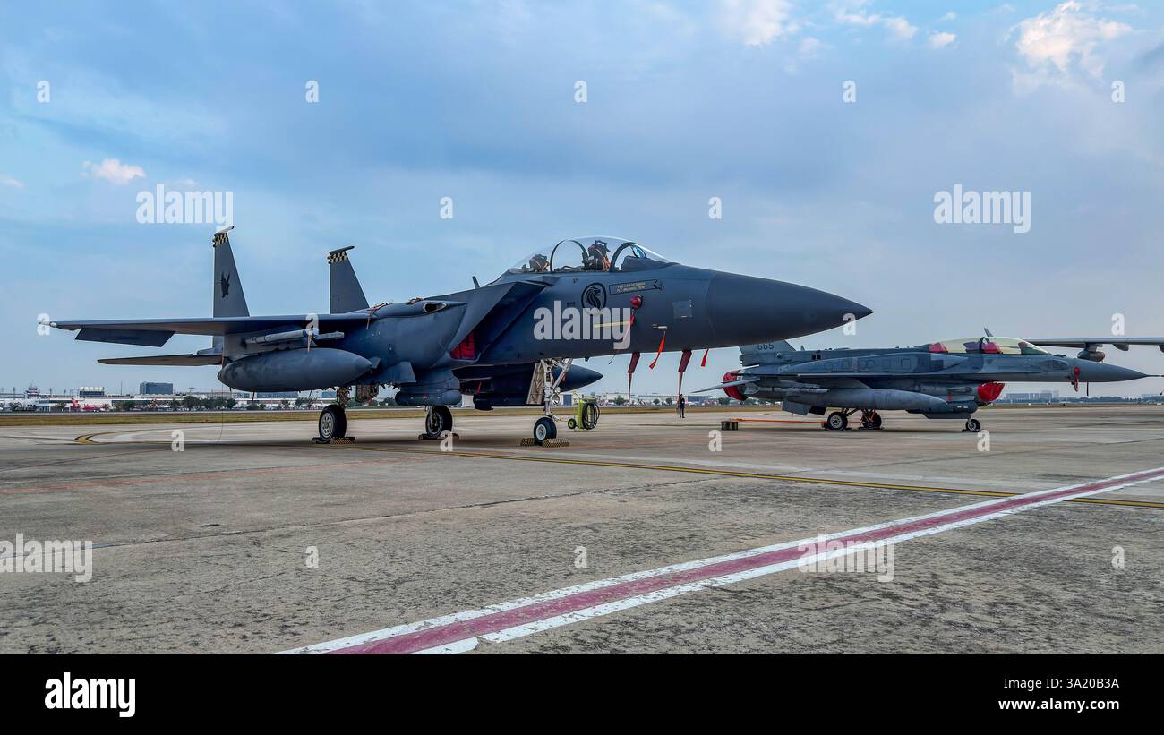 Don Muang Airbase, Bangkok, Thailand, March 8, 2025 : Fighter jet front ...