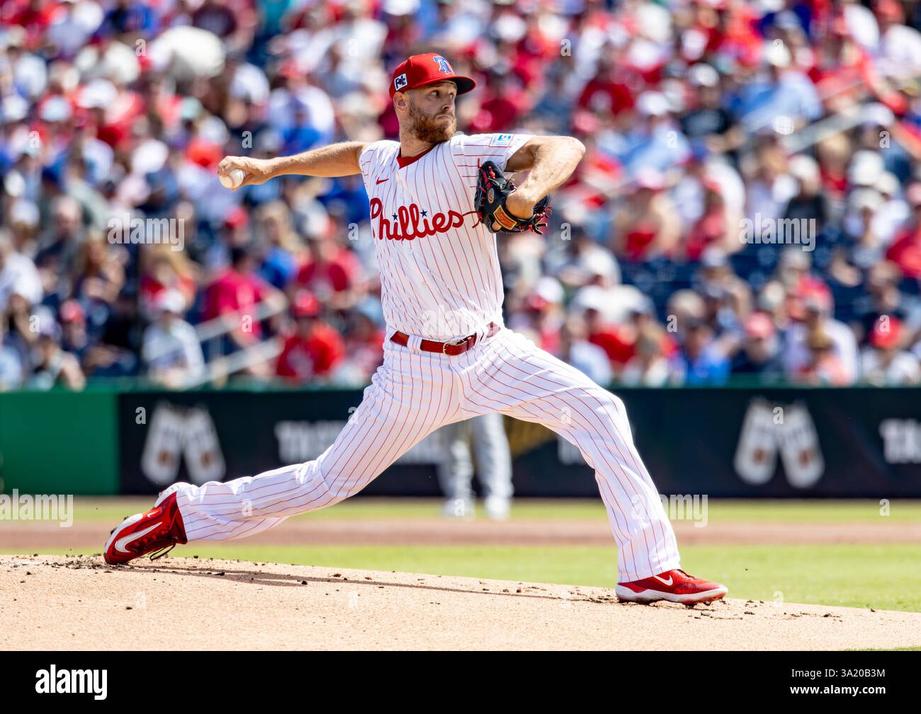 Philadelphia Phillies starting pitcher Zach Wheeler on the mound at a ...