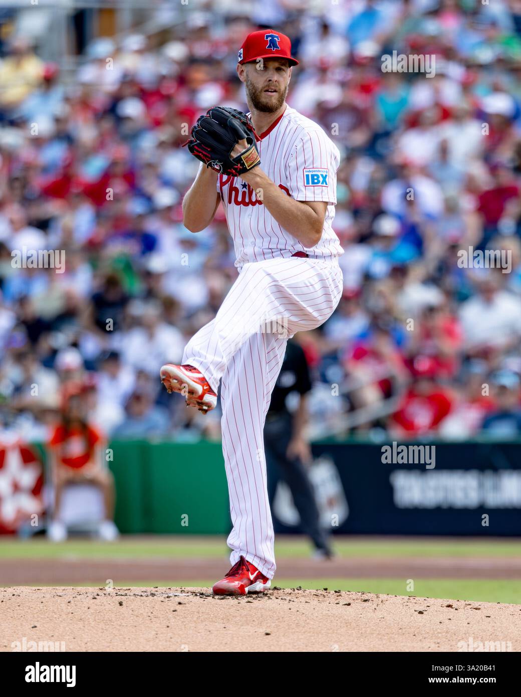 Philadelphia Phillies starting pitcher Zach Wheeler on the mound at a ...