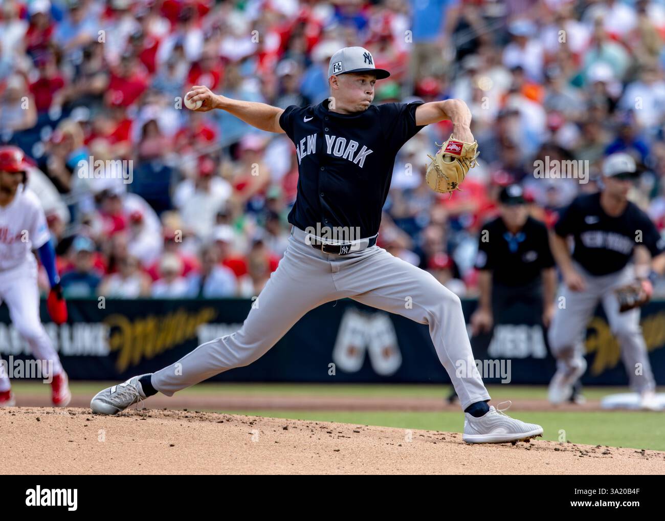 New York Yankees pitcher Will Warren on the mound at a baseball game ...