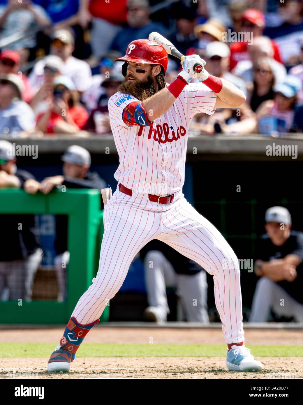 Philadelphia Phillies outfielder Brandon Marsh up to bat at a baseball ...