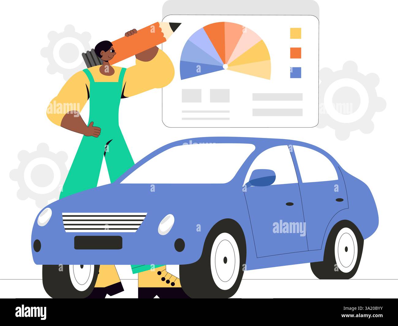 Car Customization and Modifications Vector Illustration featuring a ...