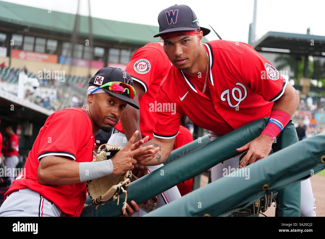 JUPITER, FL - MARCH 10: From left to right Washington Nationals ...