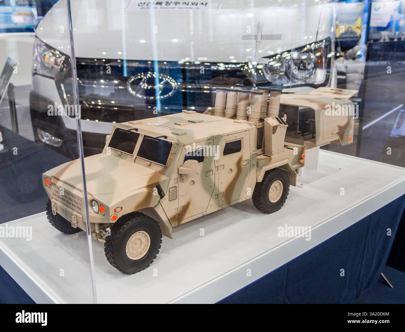 Busan, South Korea - 26. Feb.2025: Loitering munition multiple launchers on K151 Raycolt (KLTV ...