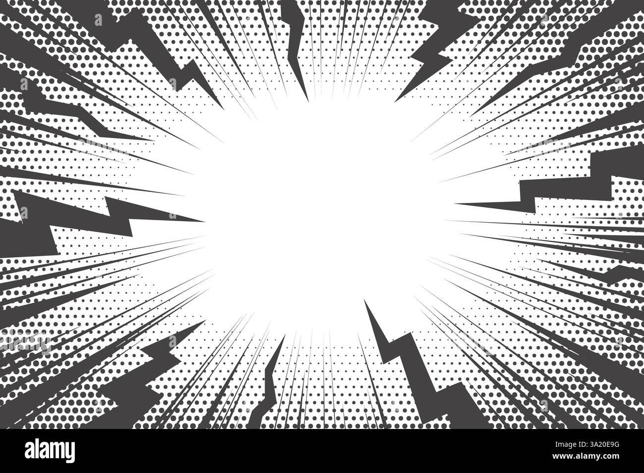 Comic background with thunder bolt and speed lines. Vector explosion ...