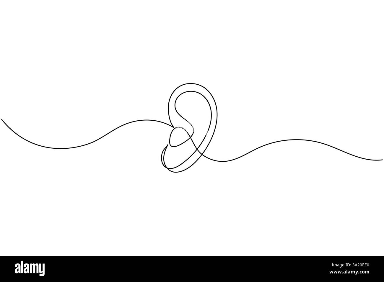 Human ear continuous one line drawing and minimalist style isolate ...