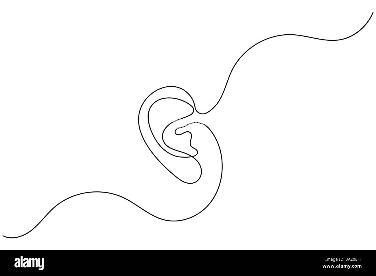 Human ear continuous one line drawing and minimalist style isolate outline vector icon Stock ...