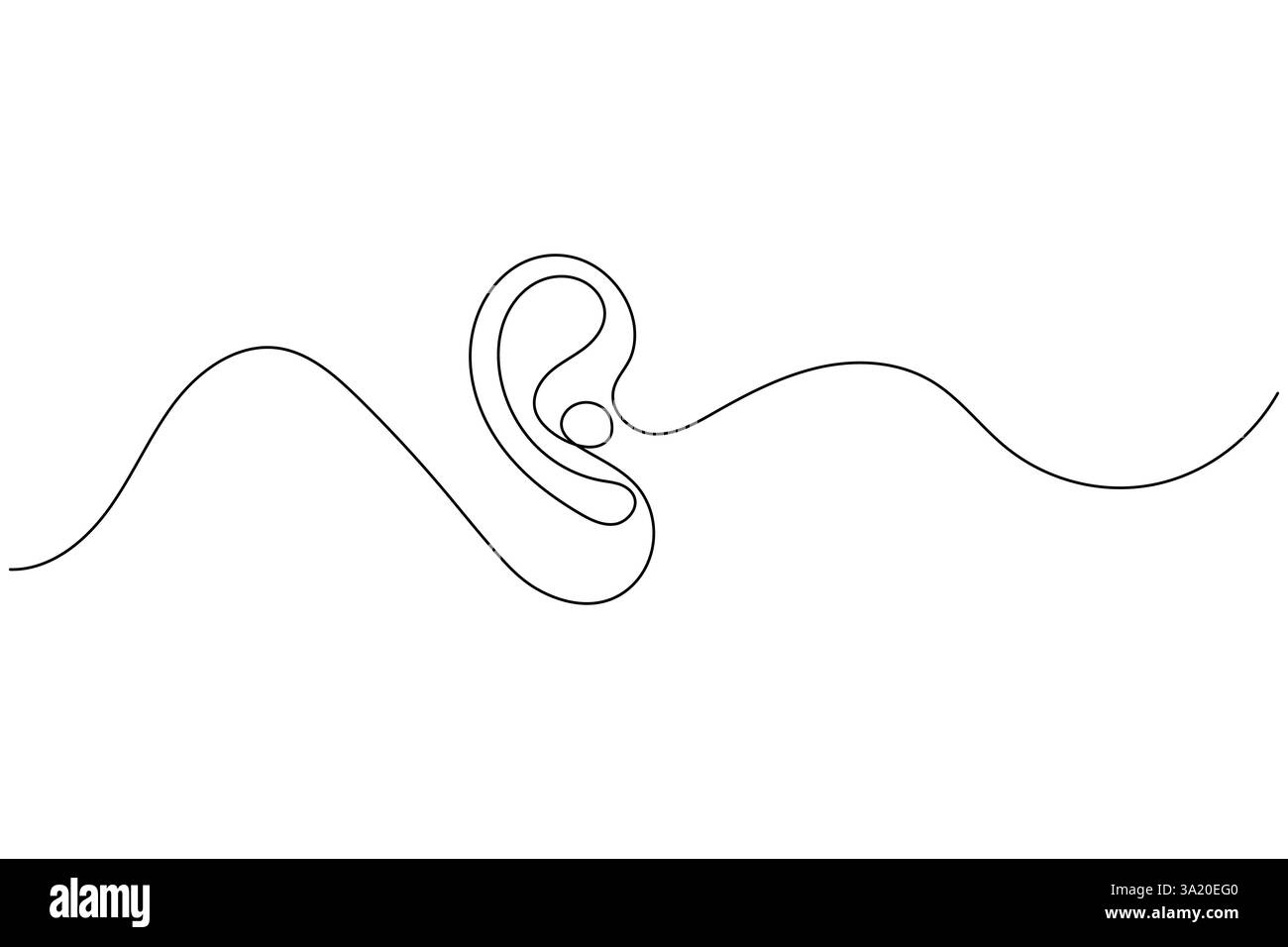 Human ear continuous one line drawing and minimalist style isolate outline vector icon Stock ...