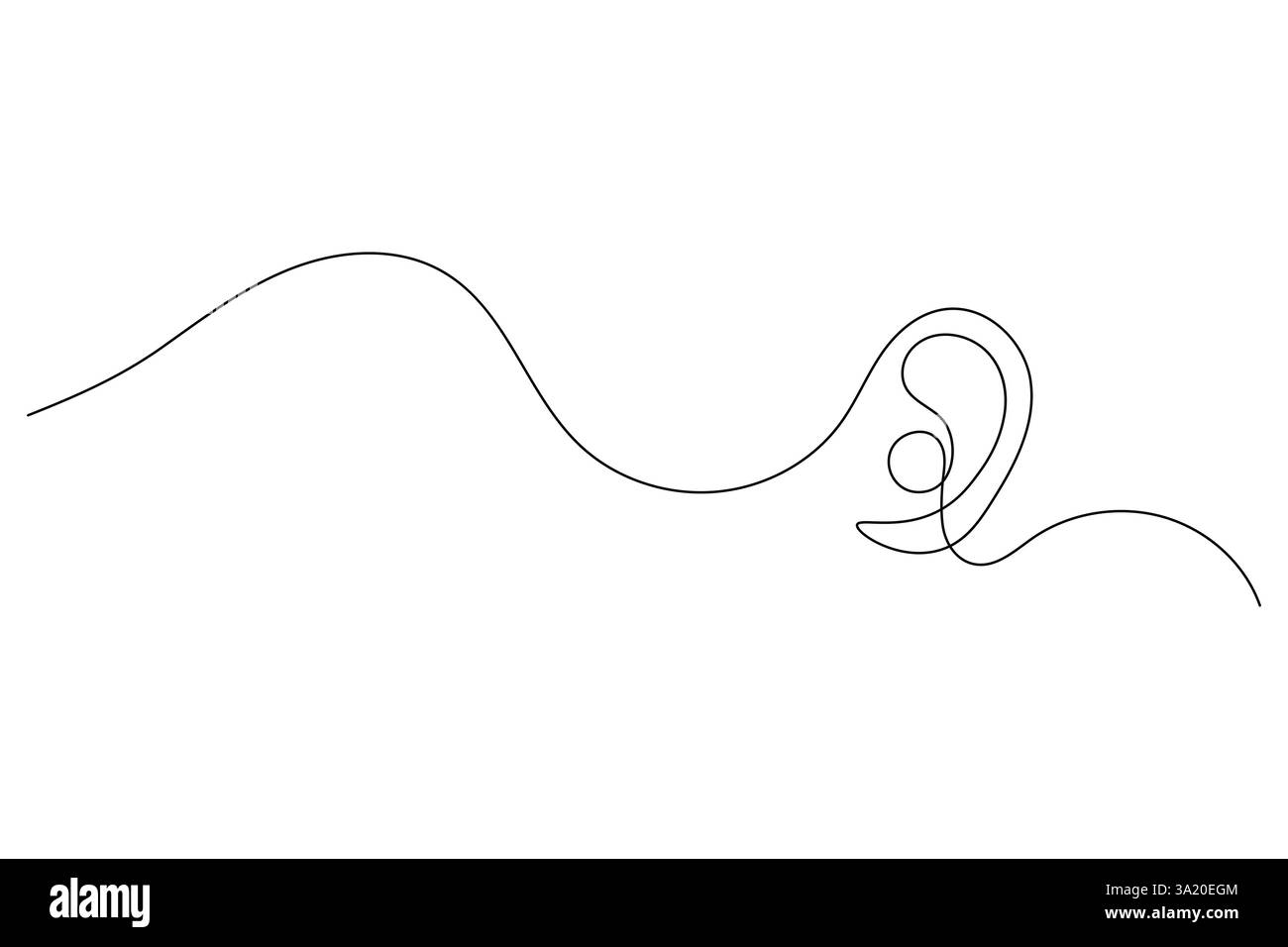 Human ear continuous one line drawing and minimalist style isolate ...