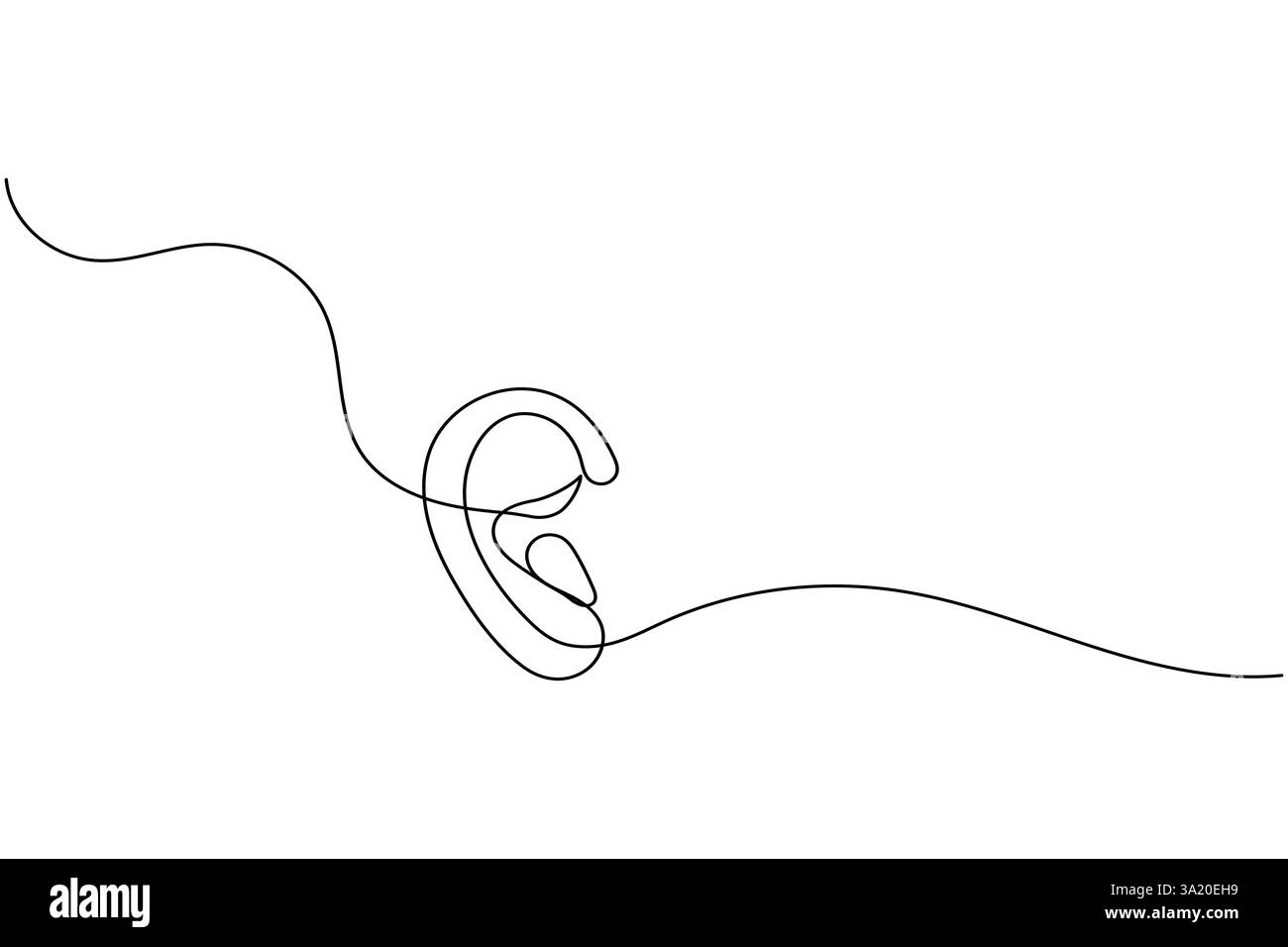 Human ear continuous one line drawing and minimalist style isolate ...