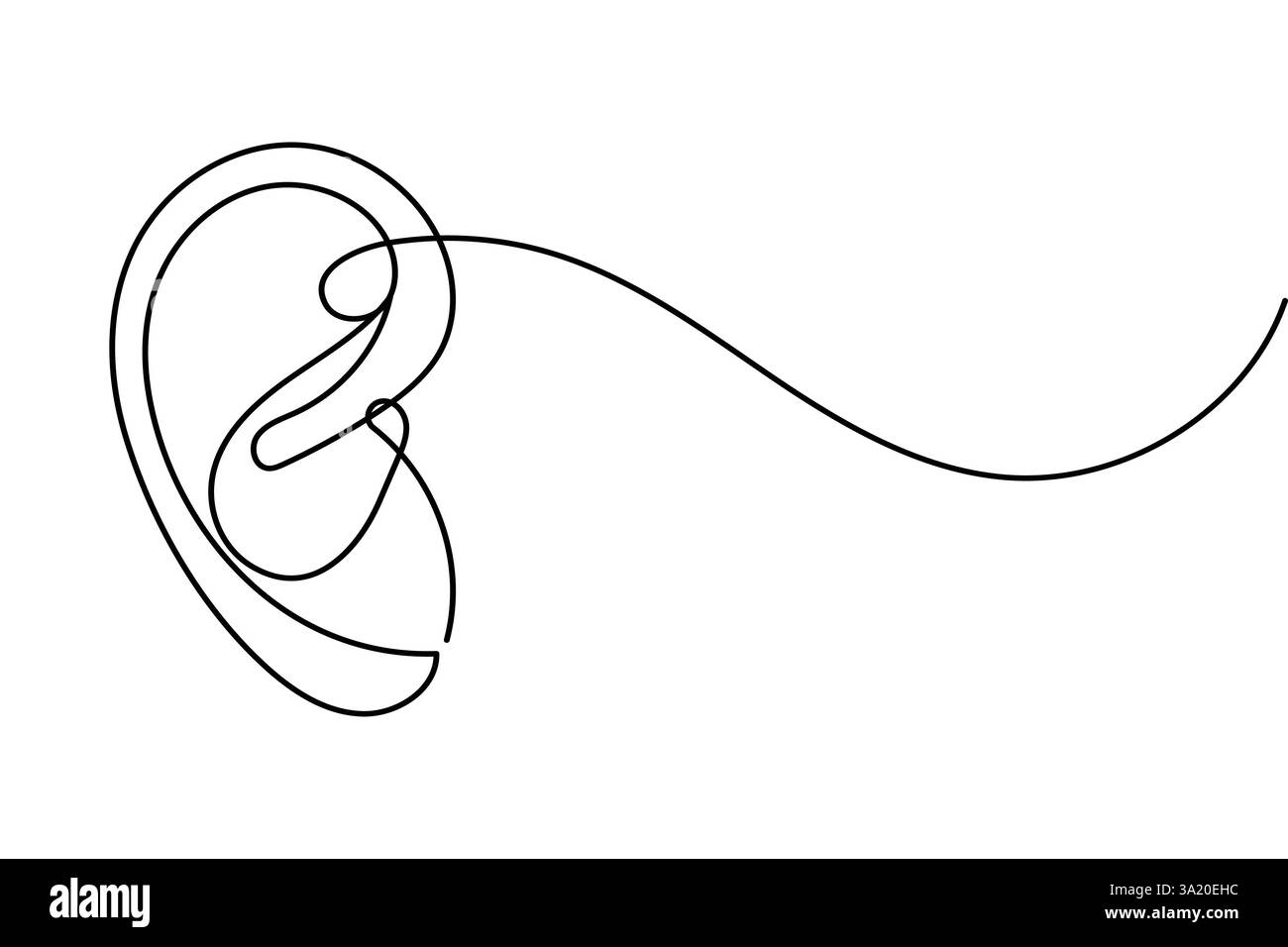Human ear continuous one line drawing and minimalist style isolate ...