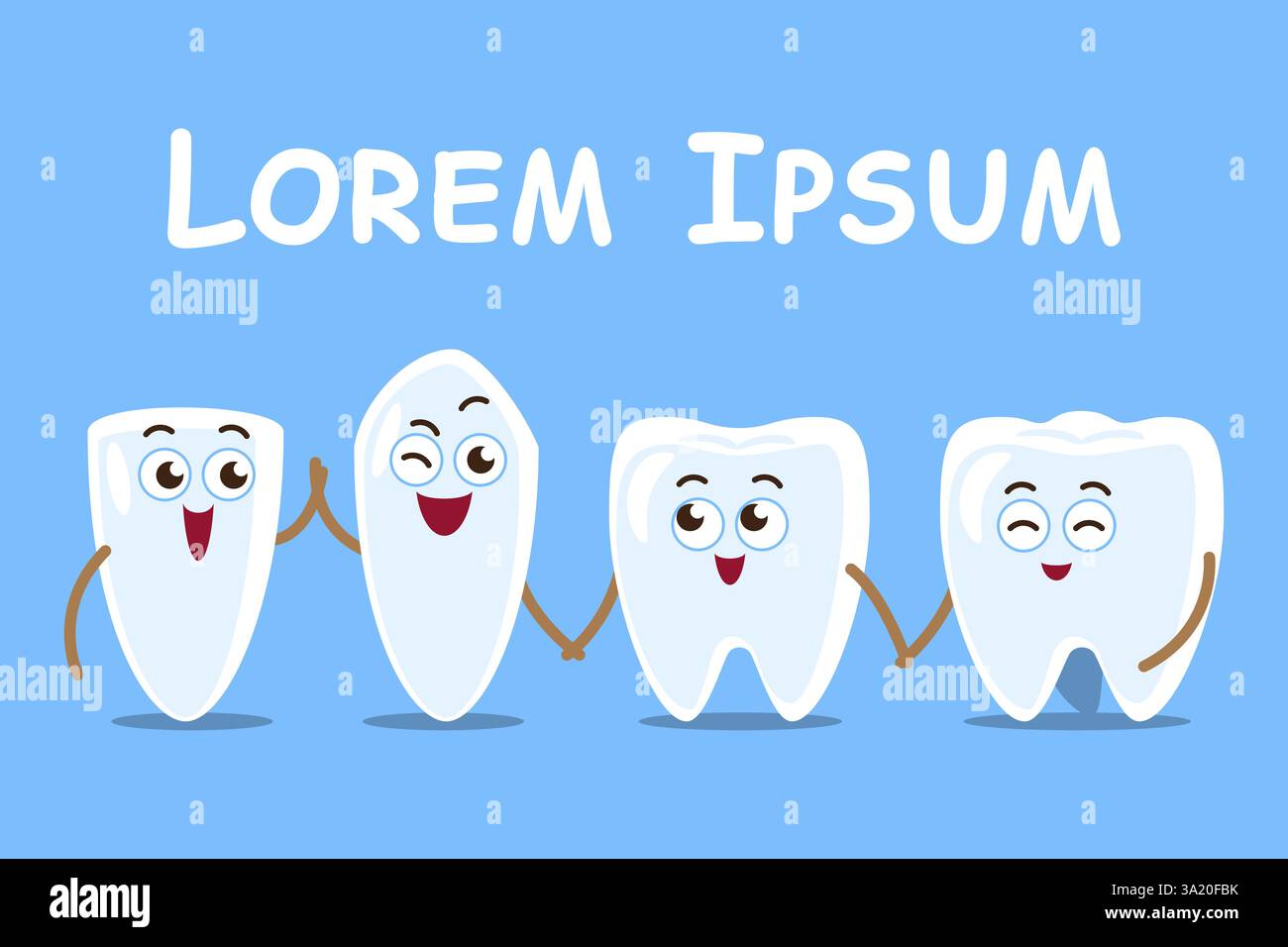 Types of human teeth . Dental cartoon characters and copy space on ...