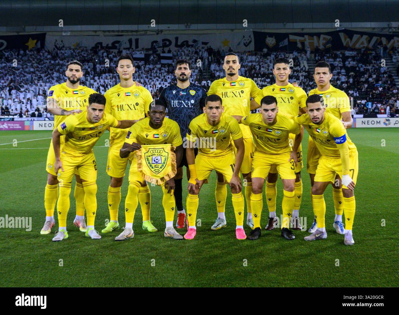 Doha, Qatar. 10th Mar, 2025. Starting players of Al Wasl FC line up ...