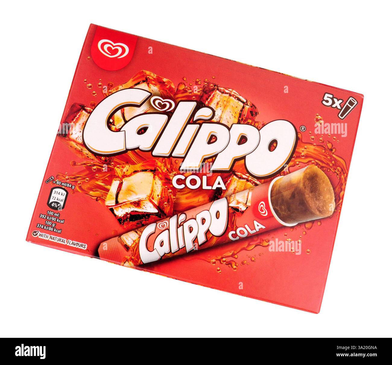 Walls Calippo cola flavour water ice in a pack containing five 400ml ...