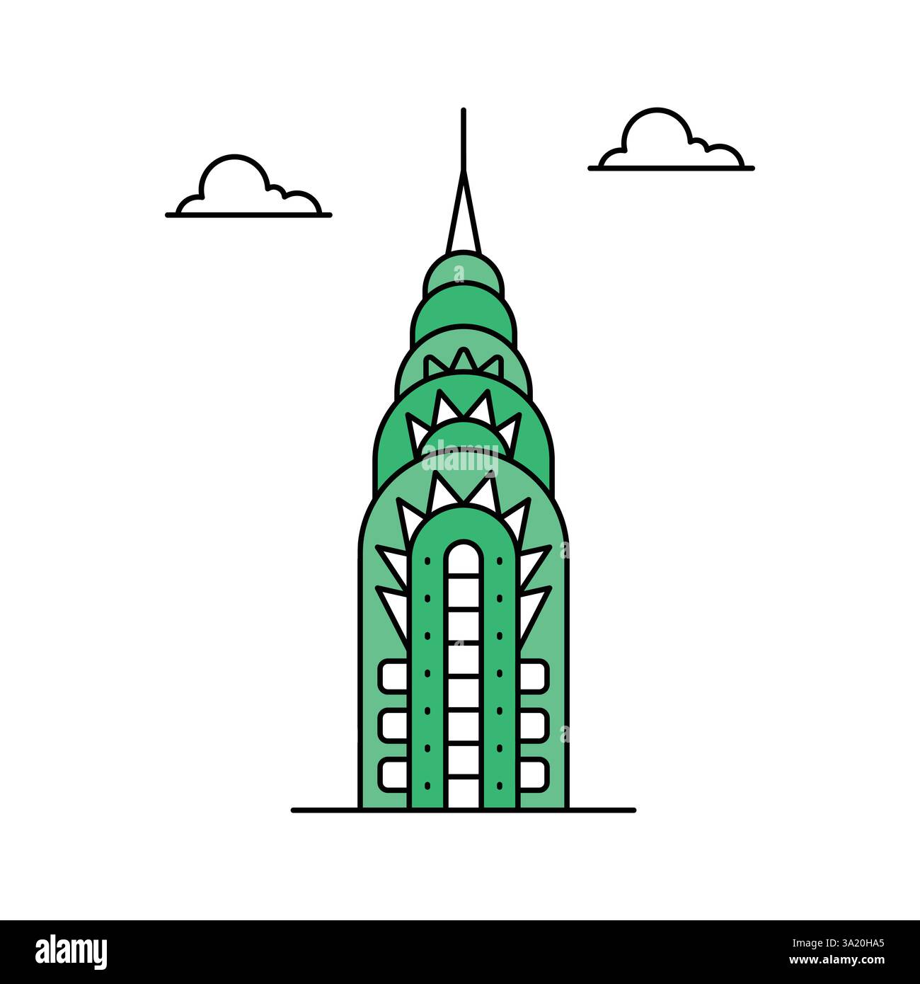 Art Deco skyscraper in New York City, chrysler building vector design ...