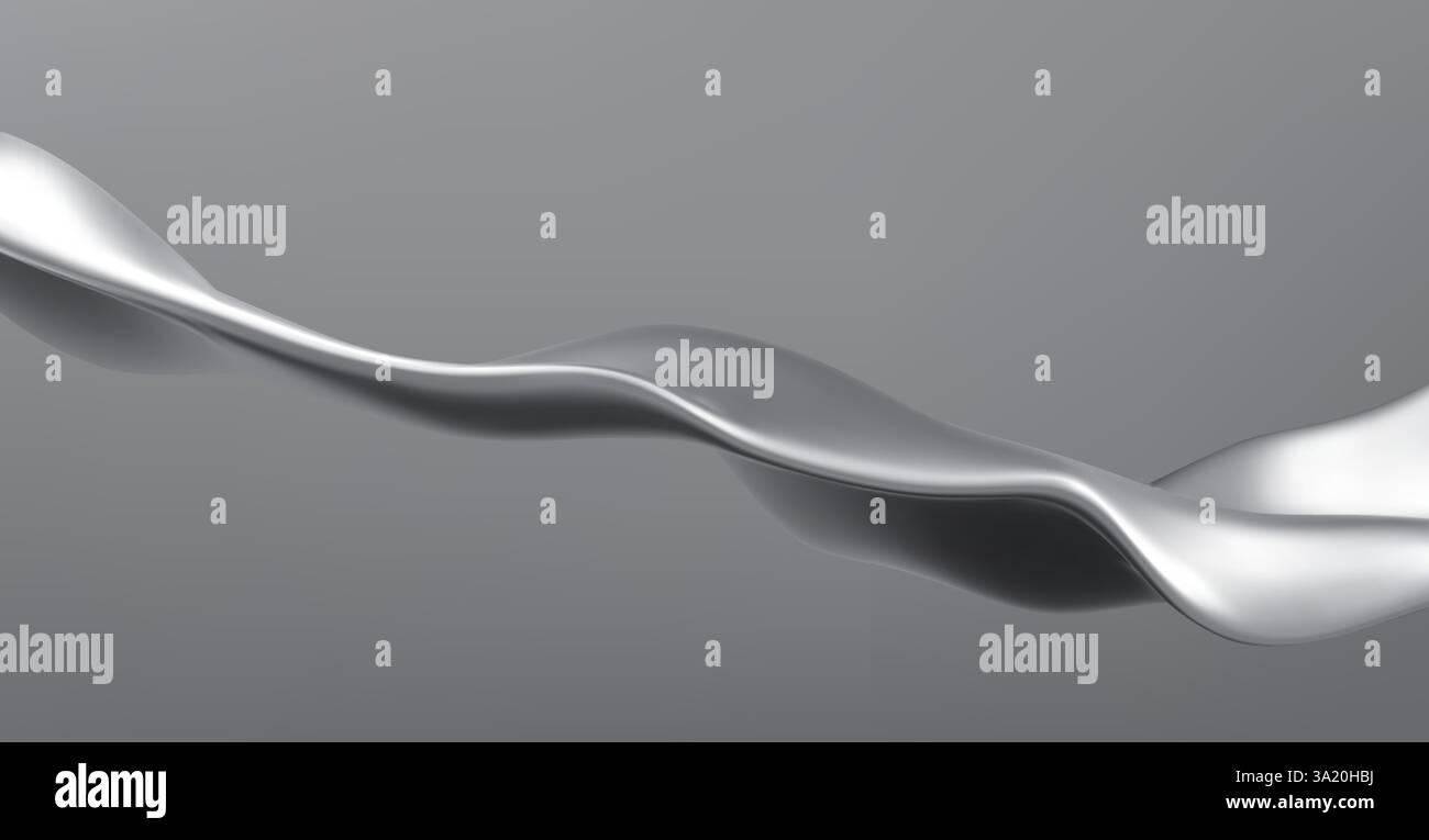 Metallic chrome waves illustration - sleek shiny silver curved line ...