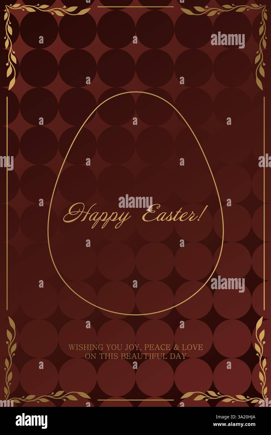 Easter set card. Deep brown background with gold egg outline, intricate ...