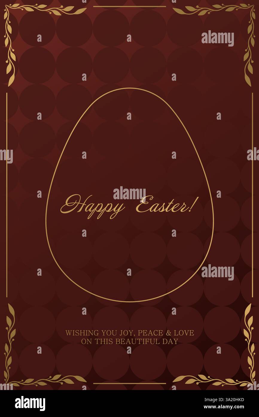 Easter set card. Deep brown background with gold egg outline, intricate ...