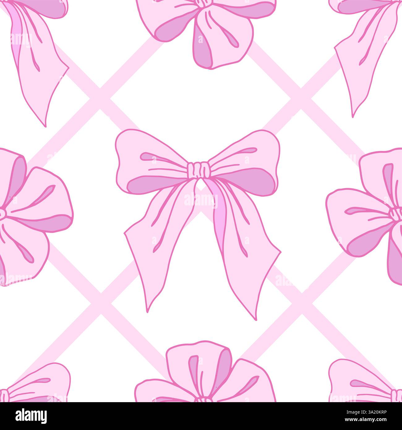 Cute Coquette seamless pattern Pink Ribbon Bow. Pretty Girly bows on ...