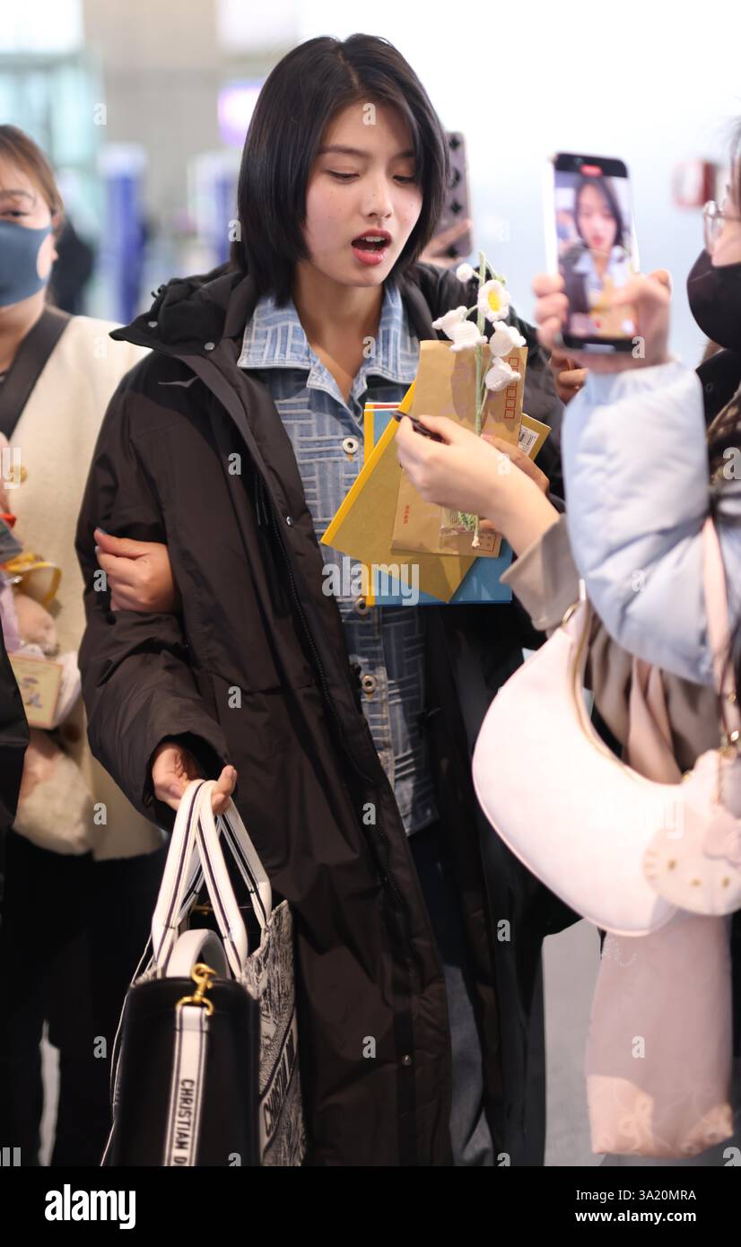 Chinese actress Ai Mi appears at the airport in Shanghai, China, 8 ...
