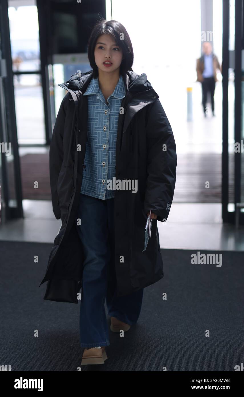 Chinese actress Ai Mi appears at the airport in Shanghai, China, 8 ...
