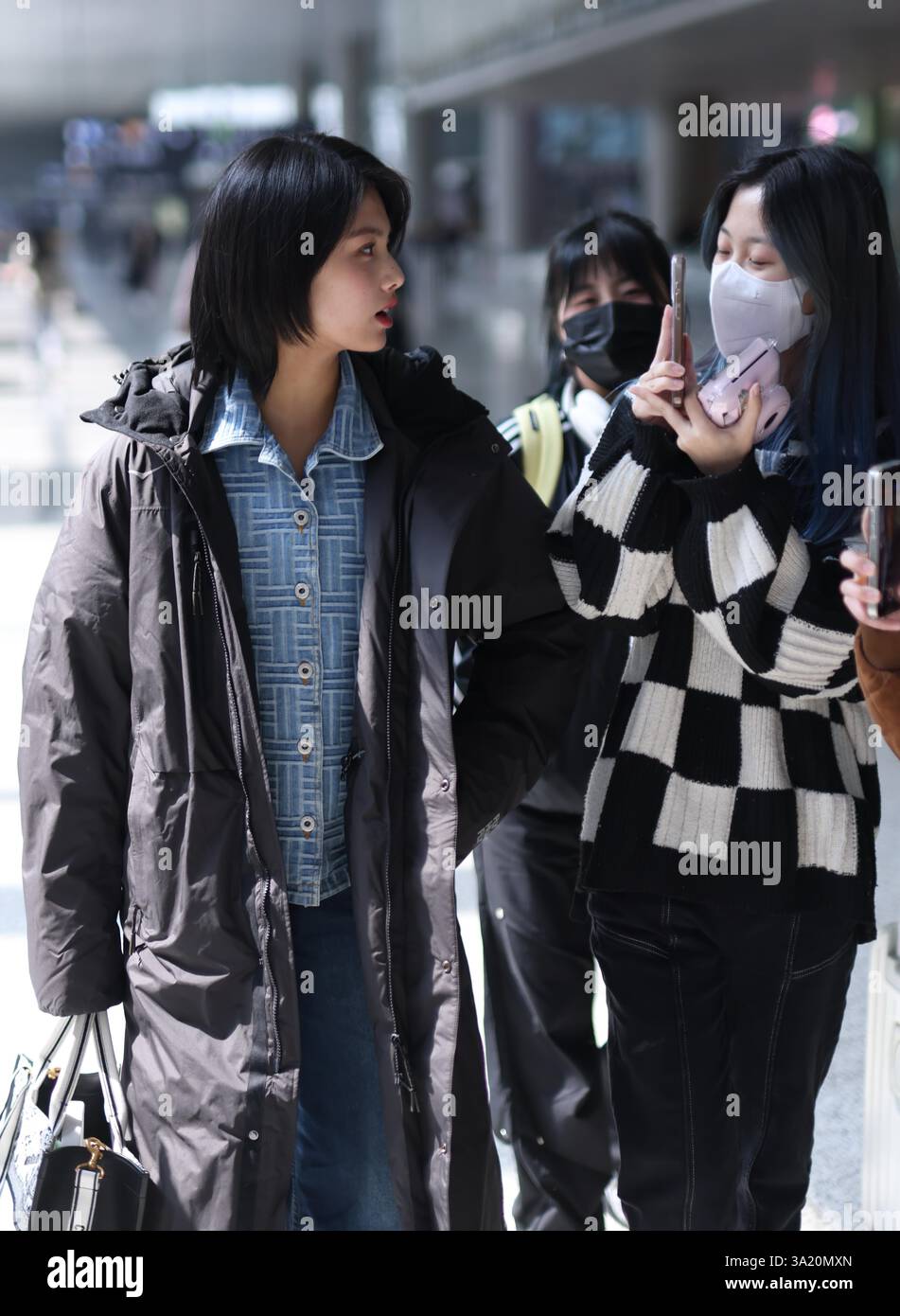 Chinese actress Ai Mi appears at the airport in Shanghai, China, 8 ...