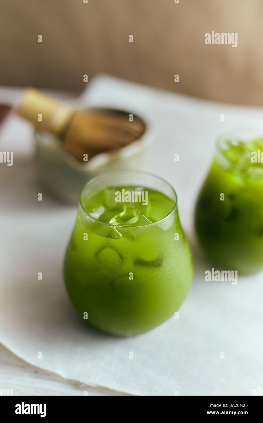Iced pure matcha green tea, Cafe menu Stock Photo - Alamy