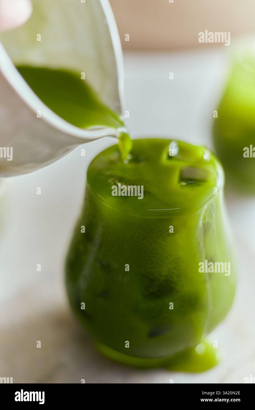 Iced pure matcha green tea, Cafe menu Stock Photo - Alamy