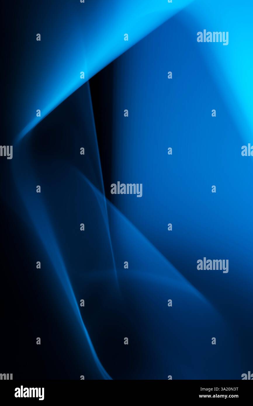 Abstract vertical black and blue background banner with smooth lines ...
