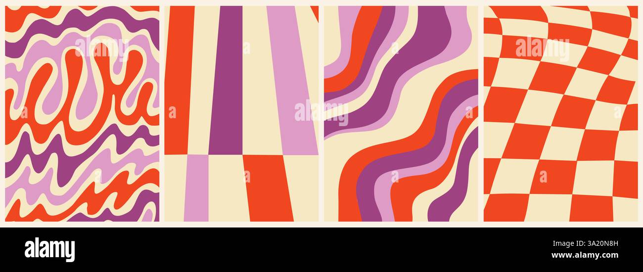 Set of vibrant groovy retro 70s backgrounds Stock Vector Image & Art ...