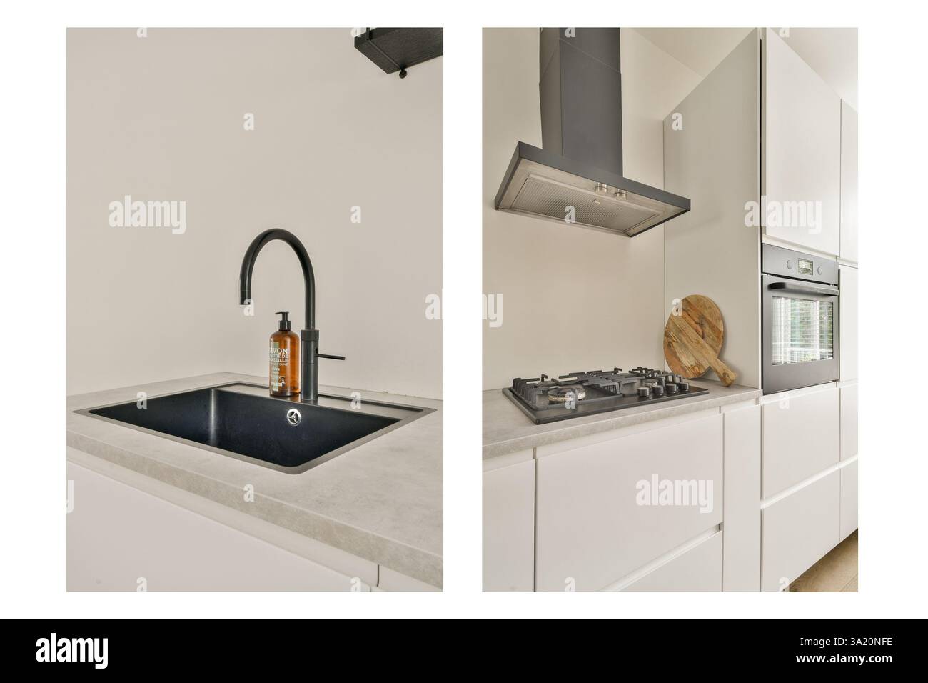 Modern kitchen cabinetry characterized sleek hi-res stock photography ...