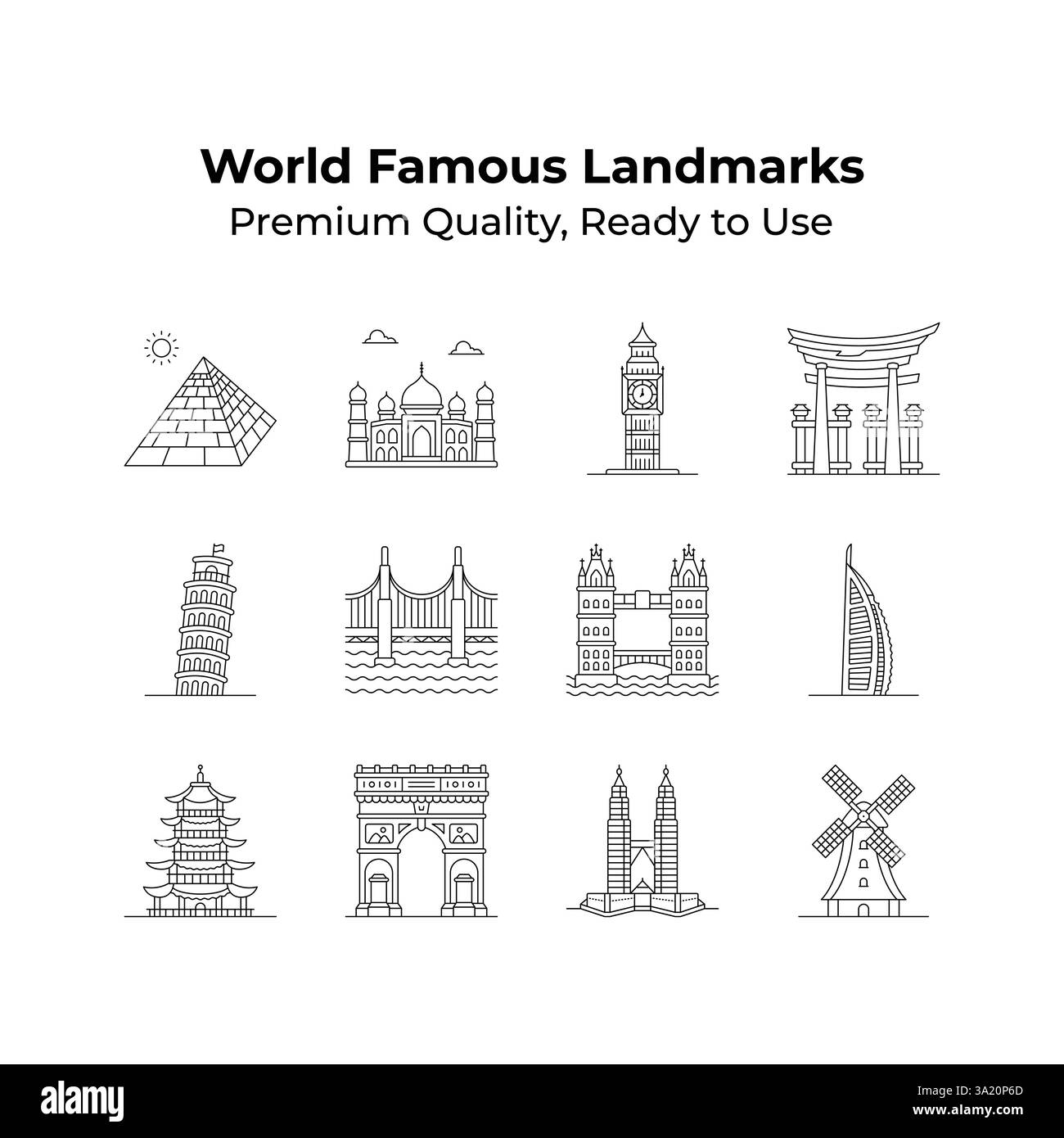 Grab this amazing world famous landmarks vectors set Stock Vector Image ...