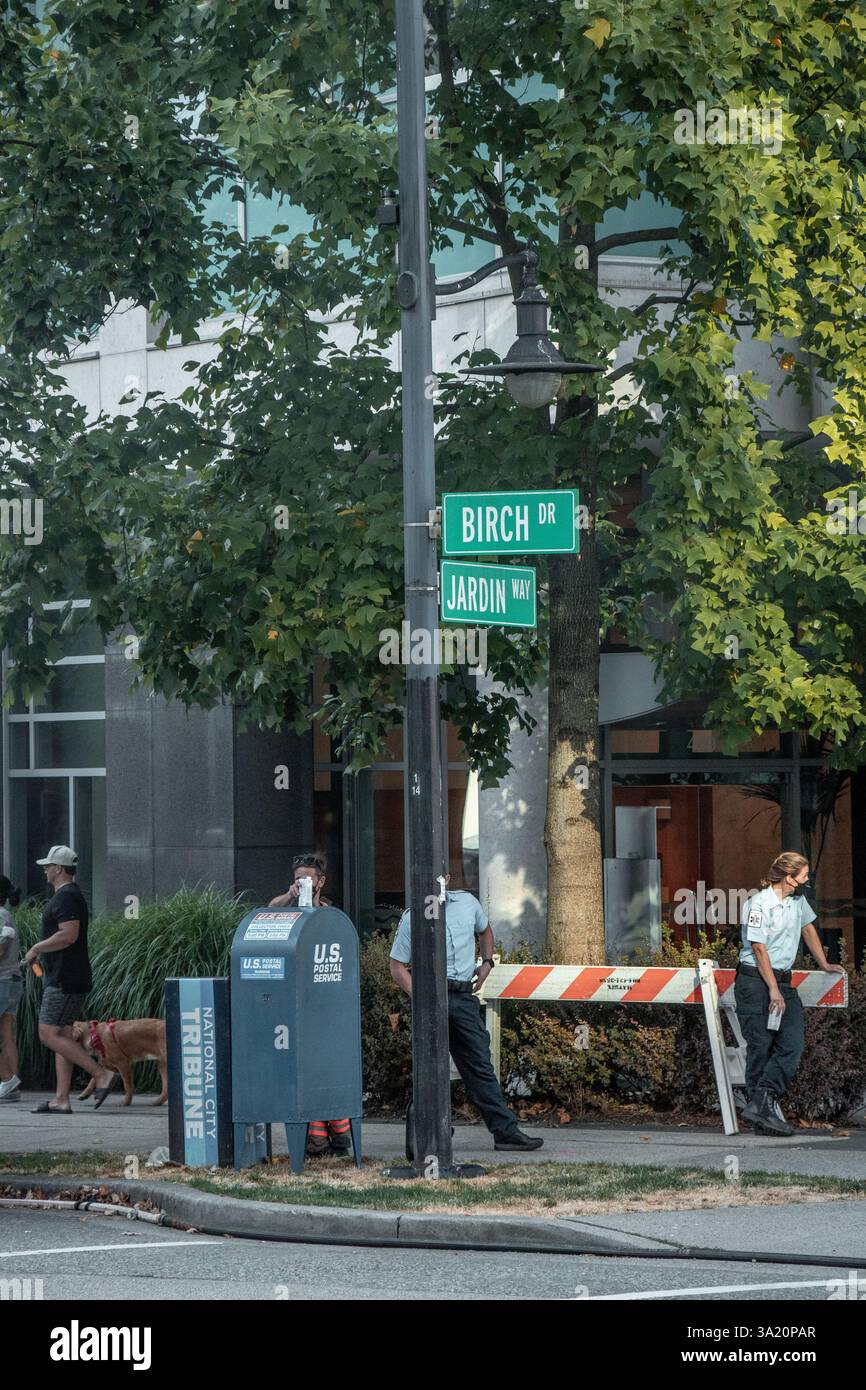 Vancouver, Canada - July 20,2021:Street corner with Birch Dr and Jardin ...