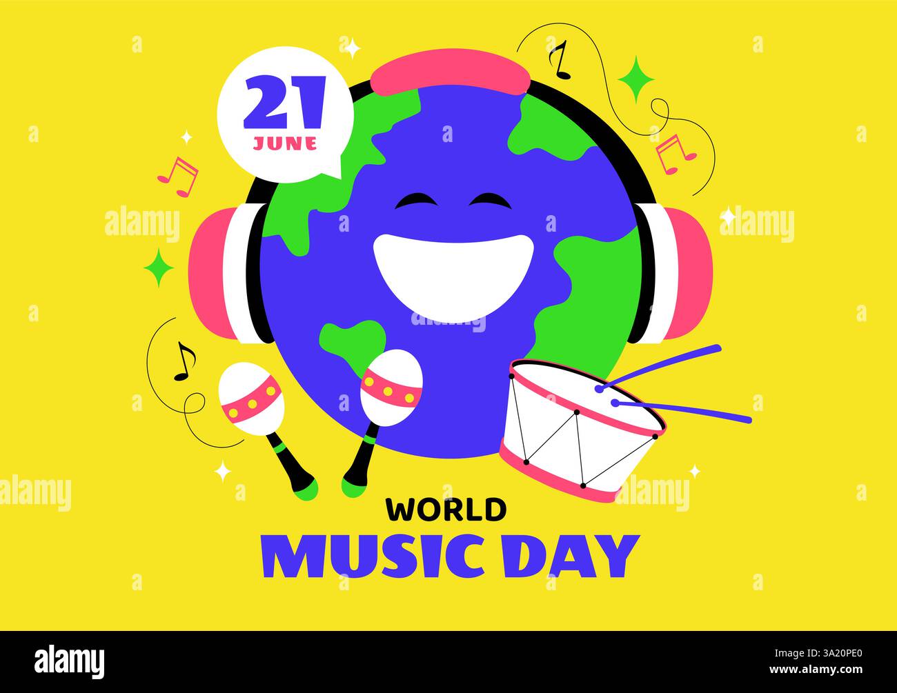 World Music Day Vector Illustration on June 21st, featuring Various ...