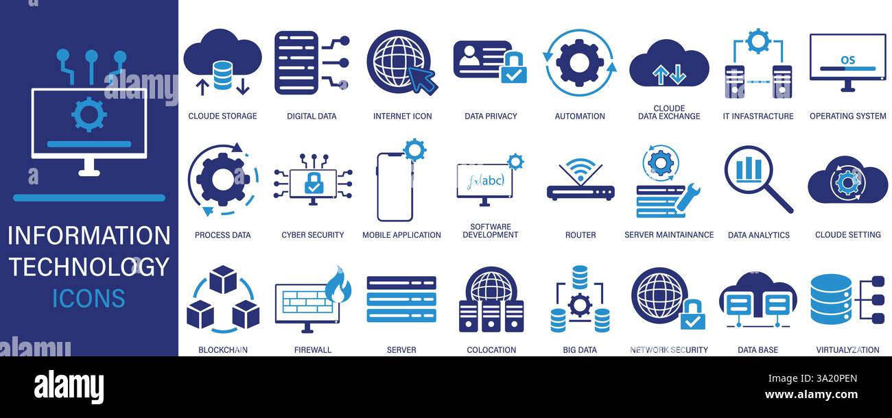 Information technology icons, information technology flat icons ...