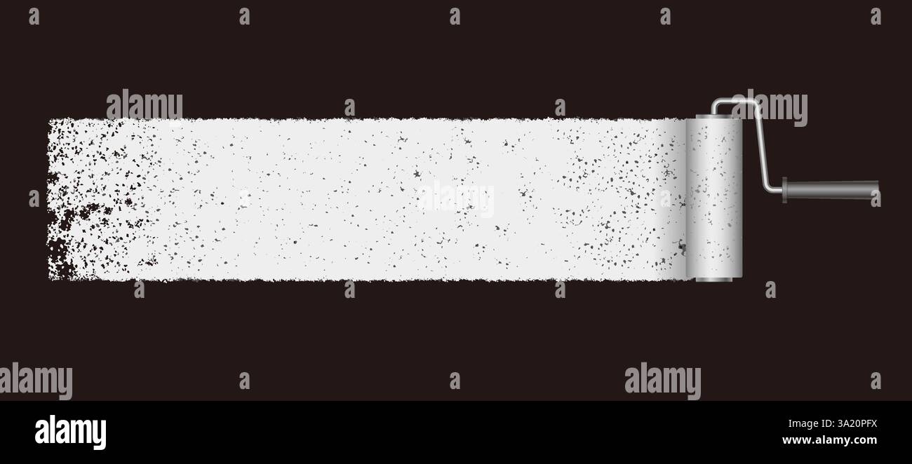 White Paint Roller Stroke With Grunge Texture Isolated On A Black ...