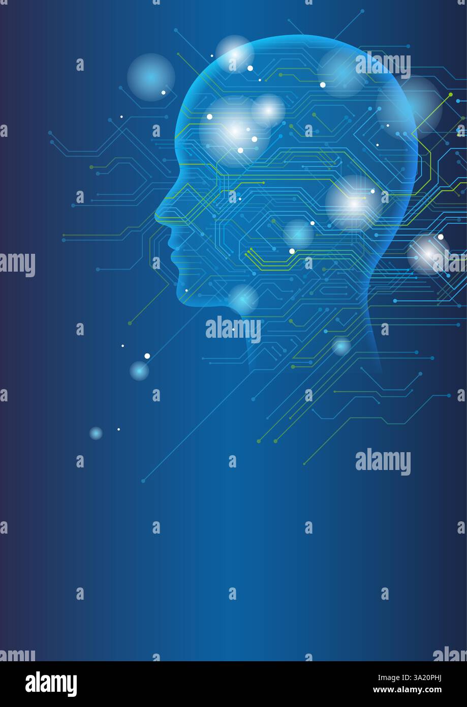 Vector Artificial Intelligence Concept Illustration With Text Space On A Dark Blue Background ...